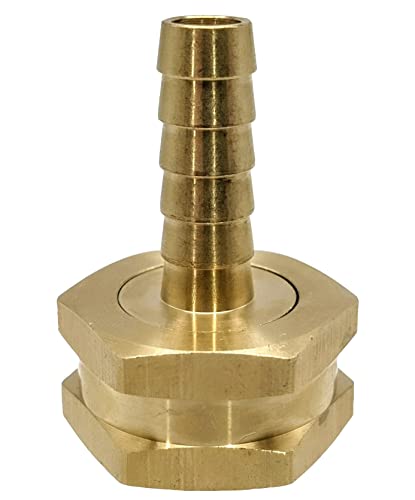 GRIDTECH Brass Garden Hose Adapter Swivel Fitting, 3/8” Barb and 3/4” GHT Female Connector, Heavy-Duty High-Pressure Support, Rust and Corrosion Resistant