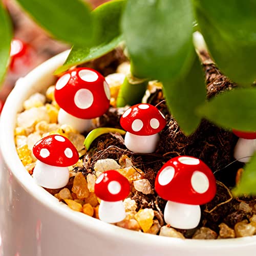MGZTTHW Tiny Mushrooms for Crafts - Fairy Garden Mushroom - 60pcs Mini Resin Mushroom Decor- Fake Mushroom Miniatures Statue for Bonsai Micro Landscape Craft