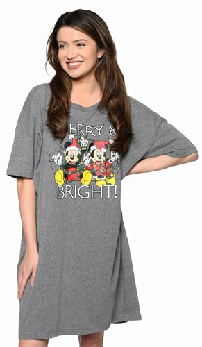 Disney Womens Sleepshirt Mickey Minnie Mouse Print (Christmas, One Size)