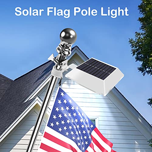 Solar Flag Pole Light, Bright 12LEDs for 5ft 6ft Flag Pole Light Solar Powered, Waterproof Outdoor Flagpoles White 6000k Led Lights Outside House Garden Yard American Flags Decorations
