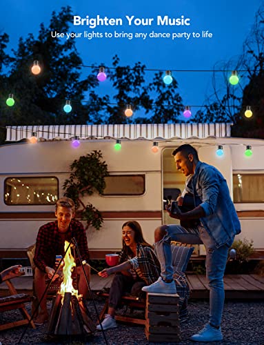 Govee Outdoor String Lights, 50ft G40 RGBIC Warm White String Lights with 25 Dimmable LED Bulbs, IP65 Waterproof Outdoor Lights with App Control for Balcony, Garden, Patio, Party