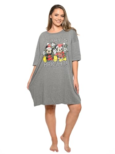 Disney Womens Sleepshirt Mickey Minnie Mouse Print (Christmas, One Size)