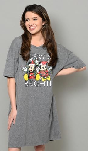 Disney Womens Sleepshirt Mickey Minnie Mouse Print (Christmas, One Size)
