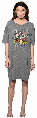 Disney Womens Sleepshirt Mickey Minnie Mouse Print (Christmas, One Size)