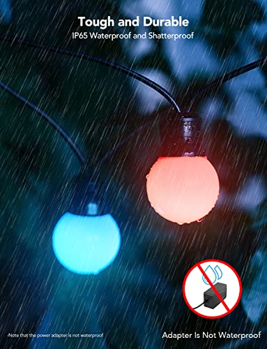 Govee Outdoor String Lights, 50ft G40 RGBIC Warm White String Lights with 25 Dimmable LED Bulbs, IP65 Waterproof Outdoor Lights with App Control for Balcony, Garden, Patio, Party