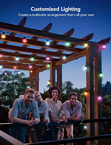 Govee Outdoor String Lights, 50ft G40 RGBIC Warm White String Lights with 25 Dimmable LED Bulbs, IP65 Waterproof Outdoor Lights with App Control for Balcony, Garden, Patio, Party