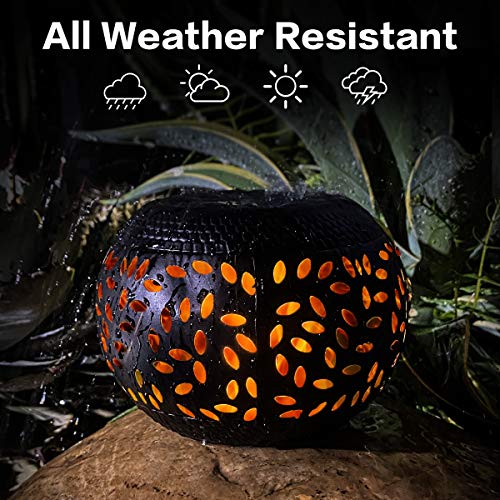 Solar Table Lantern Outdoor Waterproof- Dancing Flickering Flame Solar Powered LED Light,Black Metal Desktop Decorative Lamp Auto On/Off Lighting Dusk to Dawn for Desk Patio Garden Pathway Yard