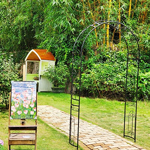 SCENDOR Wedding Arch Garden Arbor Curved Metal Durable Iron Garden Arch Trellis for Climbing Plants Outdoor Ceremony