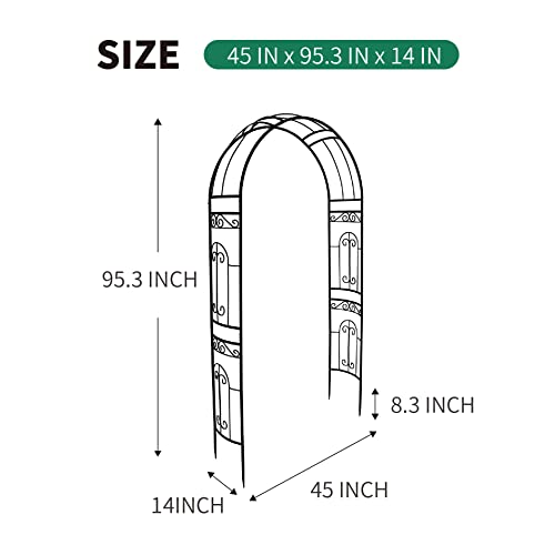SCENDOR Wedding Arch Garden Arbor Curved Metal Durable Iron Garden Arch Trellis for Climbing Plants Outdoor Ceremony