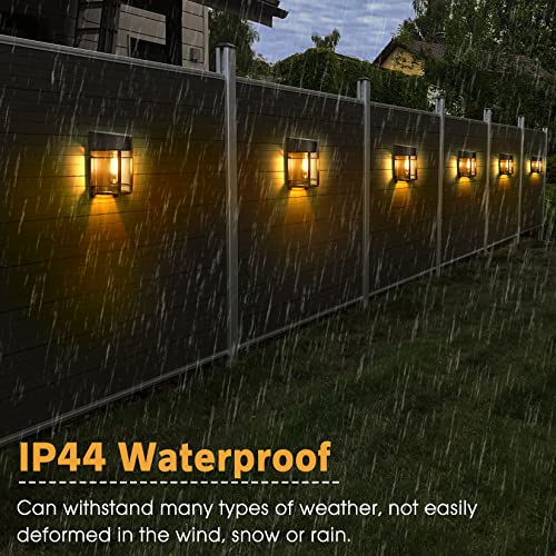 Mancra Solar Fence Lights Outdoor, 6 Pack Solar Wall Lights LED Tungsten Filament Bulb Solar Deck Lights Waterproof Patio Decor for Outdoor Porch Backyard Yard Garden, 3000K