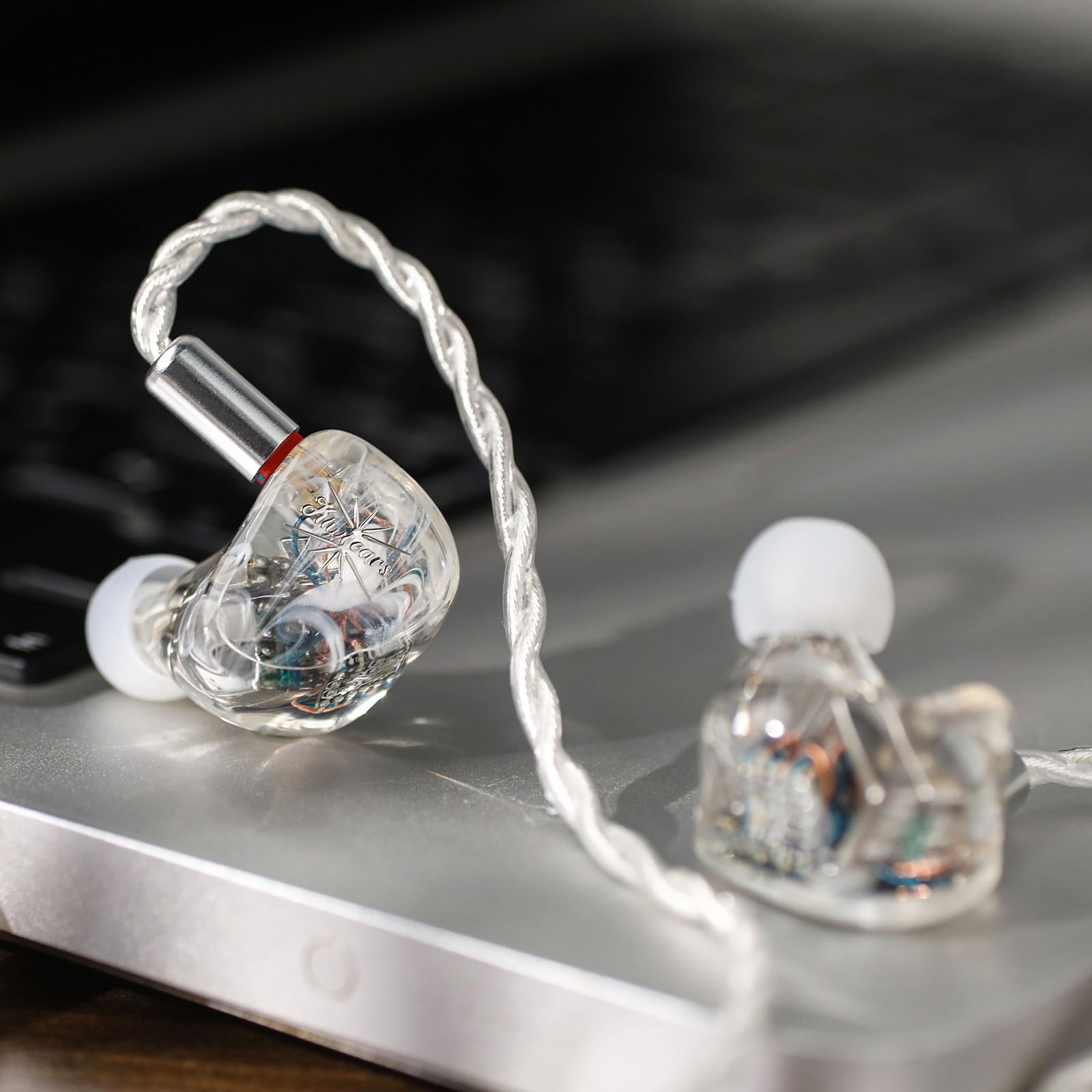 Linsoul Kiwi Ears Orchestra Lite Performance Custom 8BA in-Ear Monitor IEM with Detachable 4-core 7N Oxygen-Free Copper OFC Cable, Handcrafts Faceplate for Audiophile Studio Musician (Clear)