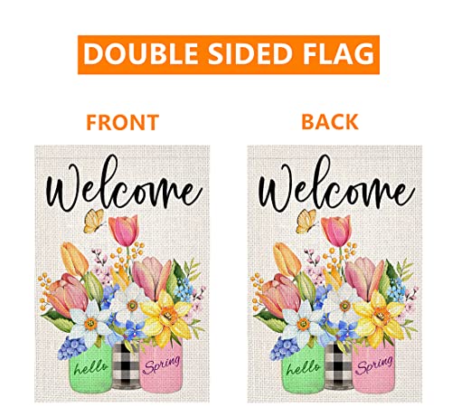 Doncida 12pcs Seasonal Garden Flags Set Double Sided Burlap 12x18 Inch Welcome Spring Summer Freedom Holidays Garden Flag, Small Yard Flag for Outdoor Decorations