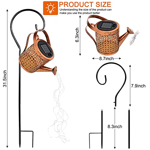 Ledeak Solar Watering Can Light, Solar Fairy Lights Outdoor Waterproof, Hanging Solar Powered Lantern Garden Art Light Decor Metal Waterfall String Lights for Patio Yard Pathway Plant Vine