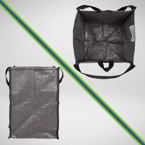 DURASACK Heavy Duty Home and Yard Waste Bag 48-Gallon Woven Polypropylene, Reusable Lawn and Leaf Garden Bag with Reinforced Carry Handles, Pop-Up Self-Standing Garbage Can, Gray