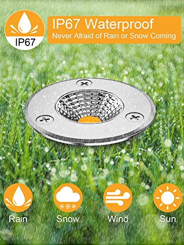 ZUCKEO Low Voltage Landscape Lights LED Well Lights 3W 12V-24V in Ground Lights IP67 Waterproof Low Voltage Landscape Lighting Flood Driveway Deck Step Garden Lights Outdoor (8 Pack Warm White)