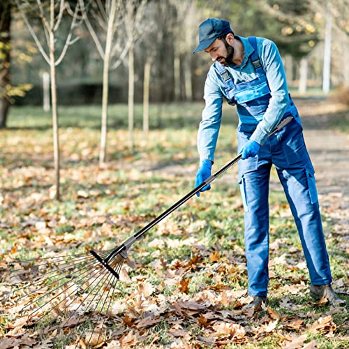 Walensee Garden Leaf Rake 64 Inch Adjustable Folding Leaves Rake Tools Metal Rake with Expandable Head from 7-22 Inch Expanding 15 Tines Shrub Rake to Collect Leaf & Poop Among Lawn and Yards 1 Pack