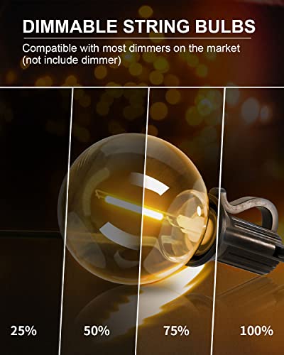 Bomcosy Outdoor String lights 200Ft, Led Globe String Lights for Outside Patio 100Ft*2 Waterproof Total 104 Shatterproof G40 Bulbs, Indoor Hanging Lights Garden Bistro Cafe Backyard Lights Decor 2700K