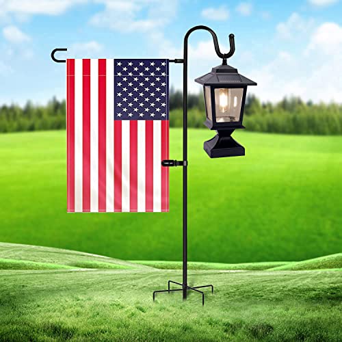 2 Pack Garden Flag Holder Stand with Shepherd Hooks, 47 inches Yard Garden Flag Holder with Anti-Wind Clip, Shepherd Hooks with Flag Holder Yard Flag Pole Holder for Flag, Yard Lights, Plants