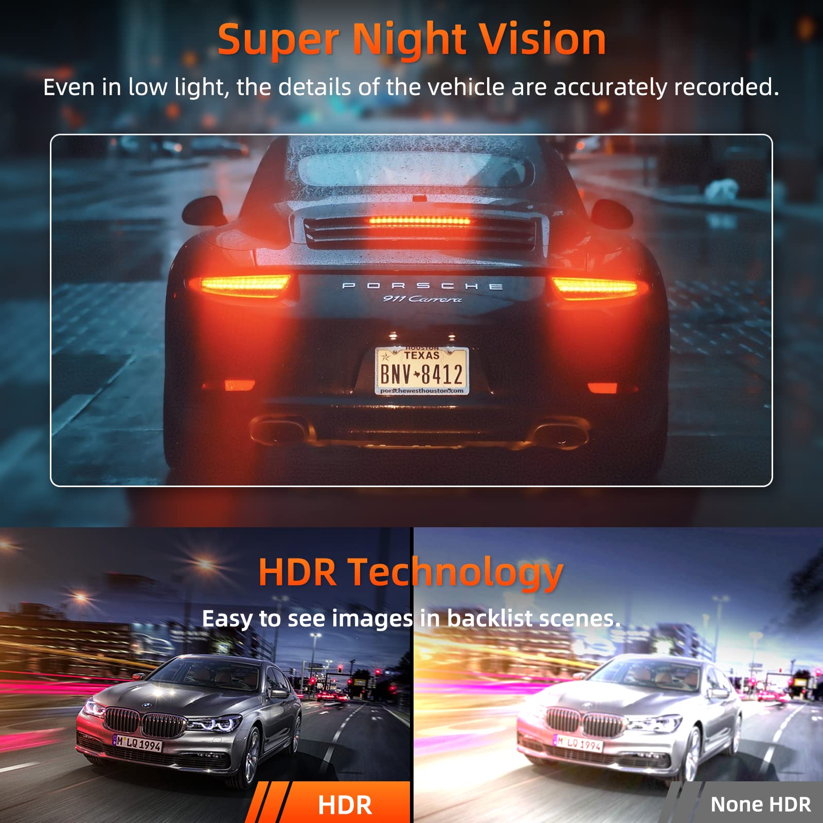 Dash Cam Front and Rear, 4K/2K Full HD Dash Camera for Cars, Built-in WiFi GPS, Free 64GB SD Card, 170° Wide Angle Dashboard Camera Recorder, Night Vision, Voice Notification,WDR, 24H Parking Mode