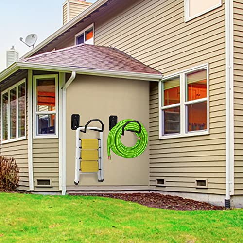 PeoMev Upgrade Garden Hose Holder Wall Mount, Heavy Duty Water Hose Holders for Outside Metal Hose Hanger Durable Hose Hooks for Garden Hose and Extension Cords (1pc)