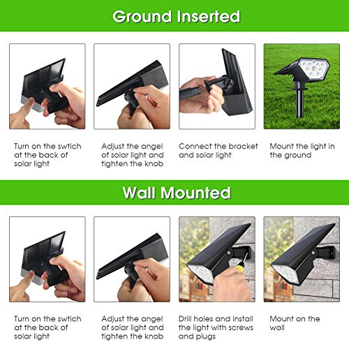 Biling Solar Spot Lights Outdoor, Bright 700 Lumen Solar Outdoor Lights IP67 Waterproof Adjustable Solar Landscape Spotlights for House Tree Patio Pathway Yard Garden Driveway - Warm White(4 Pack)