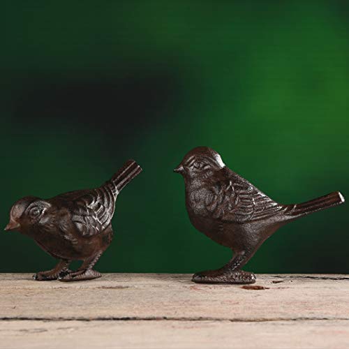 BRASSTAR Rustic Cast Iron Bird Statue Farmhouse Home Garden Decor Collectible Figurines Gift Replica Rust Color a Pair of Birds PTZD053