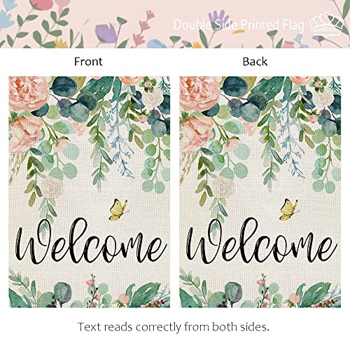CROWNED BEAUTY Spring Garden Flag Floral 12x18 Inch Double Sided for Outside Welcome Burlap Small Yard Holiday Decoration CF747-12
