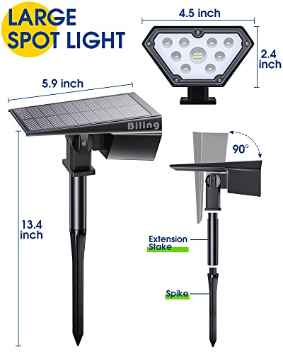 Biling Solar Spot Lights Outdoor, Bright 700 Lumen Solar Outdoor Lights IP67 Waterproof Adjustable Solar Landscape Spotlights for House Tree Patio Pathway Yard Garden Driveway - Warm White(4 Pack)