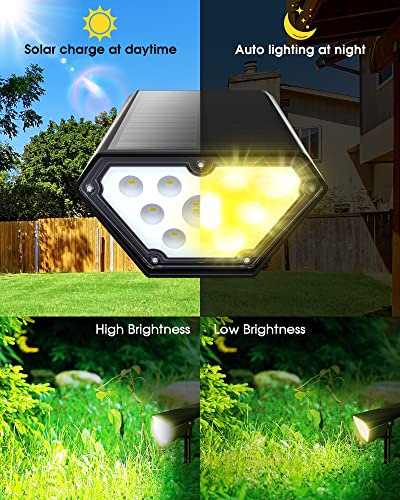 Biling Solar Spot Lights Outdoor, Bright 700 Lumen Solar Outdoor Lights IP67 Waterproof Adjustable Solar Landscape Spotlights for House Tree Patio Pathway Yard Garden Driveway - Warm White(4 Pack)