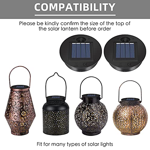 2 Pack Solar Lights Replacement Top - 7 lumens LED Solar Panel Lantern Lid Lights, Lantern Light Replacement, Outdoor Solar Replacement Parts, Garden Patio Decor Light up Your Space (2.76in)