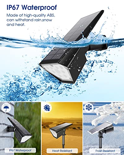 Biling Solar Spot Lights Outdoor, Bright 700 Lumen Solar Outdoor Lights IP67 Waterproof Adjustable Solar Landscape Spotlights for House Tree Patio Pathway Yard Garden Driveway - Warm White(4 Pack)