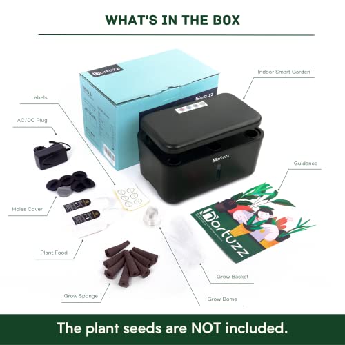 HORTUZZ Hydroponics Growing System, 8 Pods Indoor Herbs Garden with LED Grow Light for Plants, Smart Home Countertop Gardening for Lettuce Tea Cilantro Tomato Rosemary (Novo 8 Black)