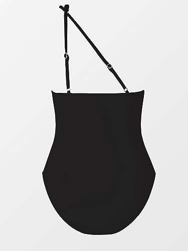 CUPSHE One Piece Swimsuit for Women Asymmetrical Bathing Suit Adjustable Straps Cutout, M Black