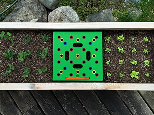 Seeding Square β Seed Sowing Template for Maximum Harvest - Square Foot Gardening Tool Kit β Includes: Color Coded Seed Spacer & Magnetic Seed Dibber/Seed Ruler/Seed Spoon & Vegetable Planting Guide