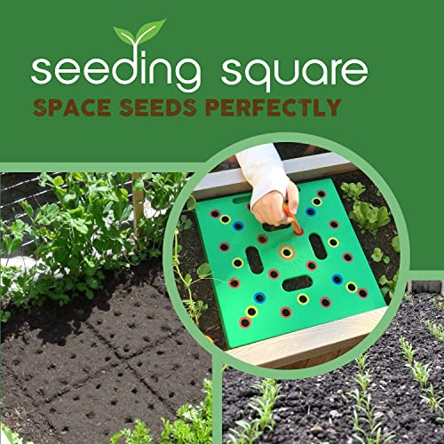 Seeding Square β Seed Sowing Template for Maximum Harvest - Square Foot Gardening Tool Kit β Includes: Color Coded Seed Spacer & Magnetic Seed Dibber/Seed Ruler/Seed Spoon & Vegetable Planting Guide