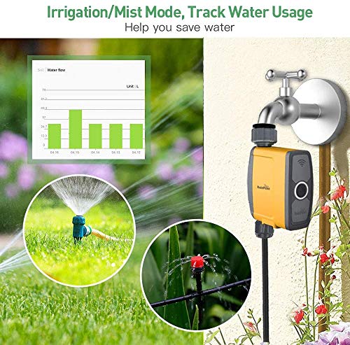 RAINPOINT Sprinkler Timer with Wi-Fi Hub, Smart Watering Timer Programmable Water Timer Hose Faucet Timer, Wireless Remote Control Irrigation System with Water Flow Meter, for Outdoor Yard, Garden