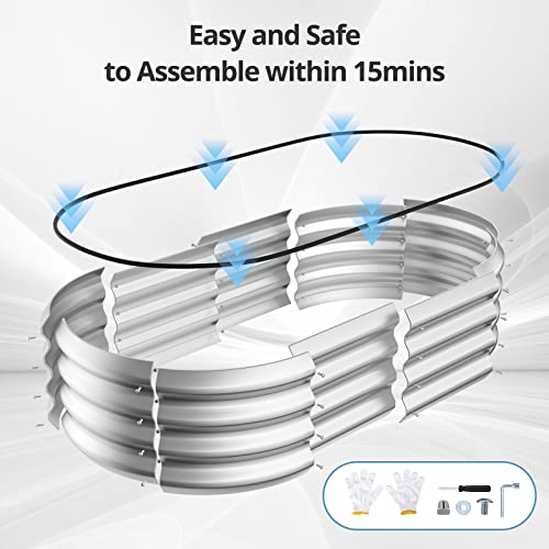 Winpull Raised Garden Bed Kit, Large Galvanized Raised Garden Beds Outdoor Planter Box with Safety Edging and Gloves, Metal Raised Beds for Gardening Vegetables Fruits and Flowers (4x2x1Ft)