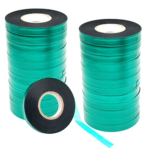 Medoore 24 Rolls 150 Feet Stretch Tie Tape 0.5 Inch Garden Tie Tape Thick Plant Ribbon Garden Green Vinyl Stake for Indoor Outdoor Patio Plant Use