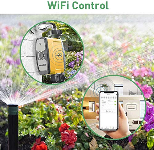 RAINPOINT Sprinkler Timer with Wi-Fi Hub, Smart Watering Timer Programmable Water Timer Hose Faucet Timer, Wireless Remote Control Irrigation System with Water Flow Meter, for Outdoor Yard, Garden