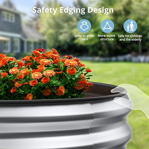 Winpull Raised Garden Bed Kit, Large Galvanized Raised Garden Beds Outdoor Planter Box with Safety Edging and Gloves, Metal Raised Beds for Gardening Vegetables Fruits and Flowers (4x2x1Ft)