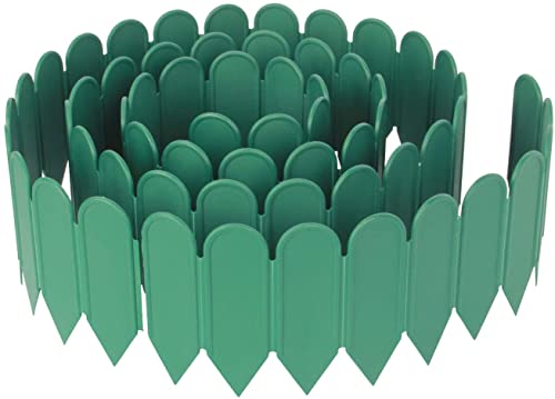 Worth Garden 10 Feet Landscape Edging - Flexible Green Outdoor Decorative Plastic Border Edging Short Mini Fence 6'' H x 10' L - Edge for Lawn Yard