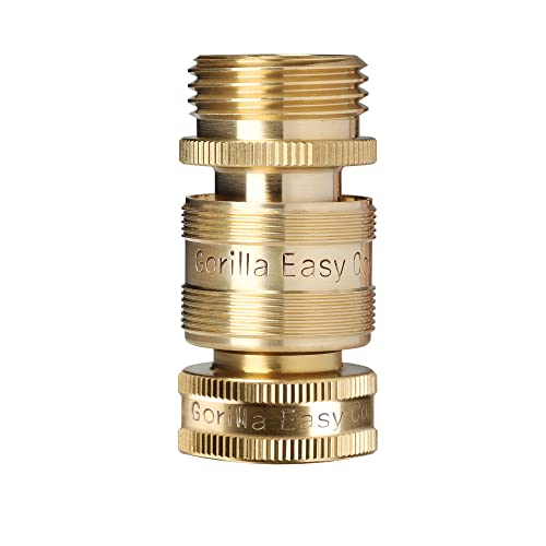 GORILLA EASY CONNECT Garden Hose Quick Connect Fittings. ¾ Inch GHT Solid Brass. (4)
