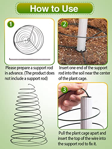 Pea Trellis Green Bean Trellis for Garden - 2 Pack Sugar Snap Tower Stretchable to 53.6 in, Metal Climbing Plant Growing Cage Support for Cucumber Vine Indoor Outdoor (Stick Not Include)