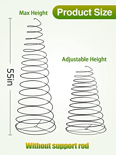 Pea Trellis Green Bean Trellis for Garden - 2 Pack Sugar Snap Tower Stretchable to 53.6 in, Metal Climbing Plant Growing Cage Support for Cucumber Vine Indoor Outdoor (Stick Not Include)