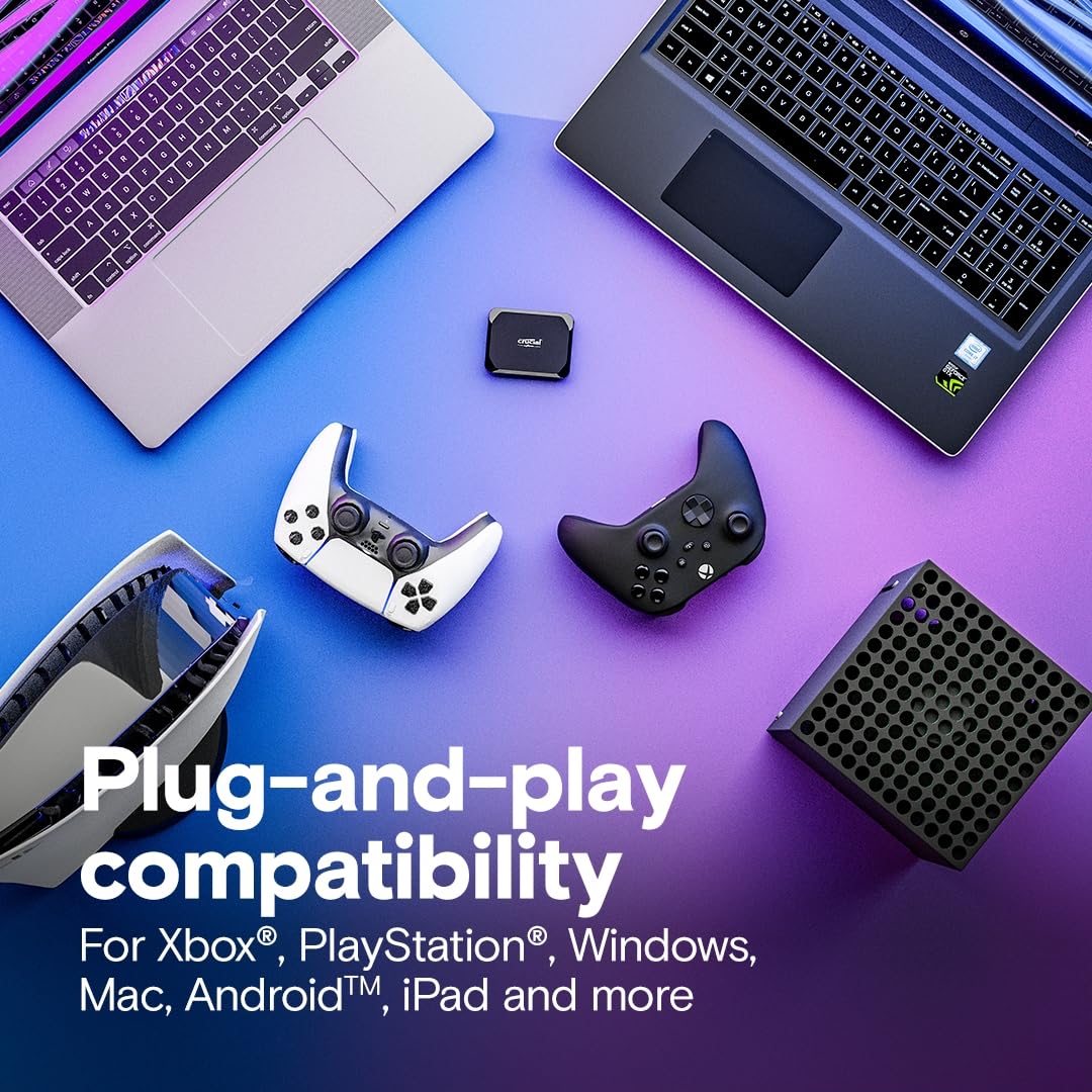 Crucial X9 1TB Portable SSD – Up to 1050MB/s Read, PC and Mac, Lightweight and Small with 3-Month Mylio Photos+ Offer – USB 3.2 External Solid State Drive – CT1000X9SSD902