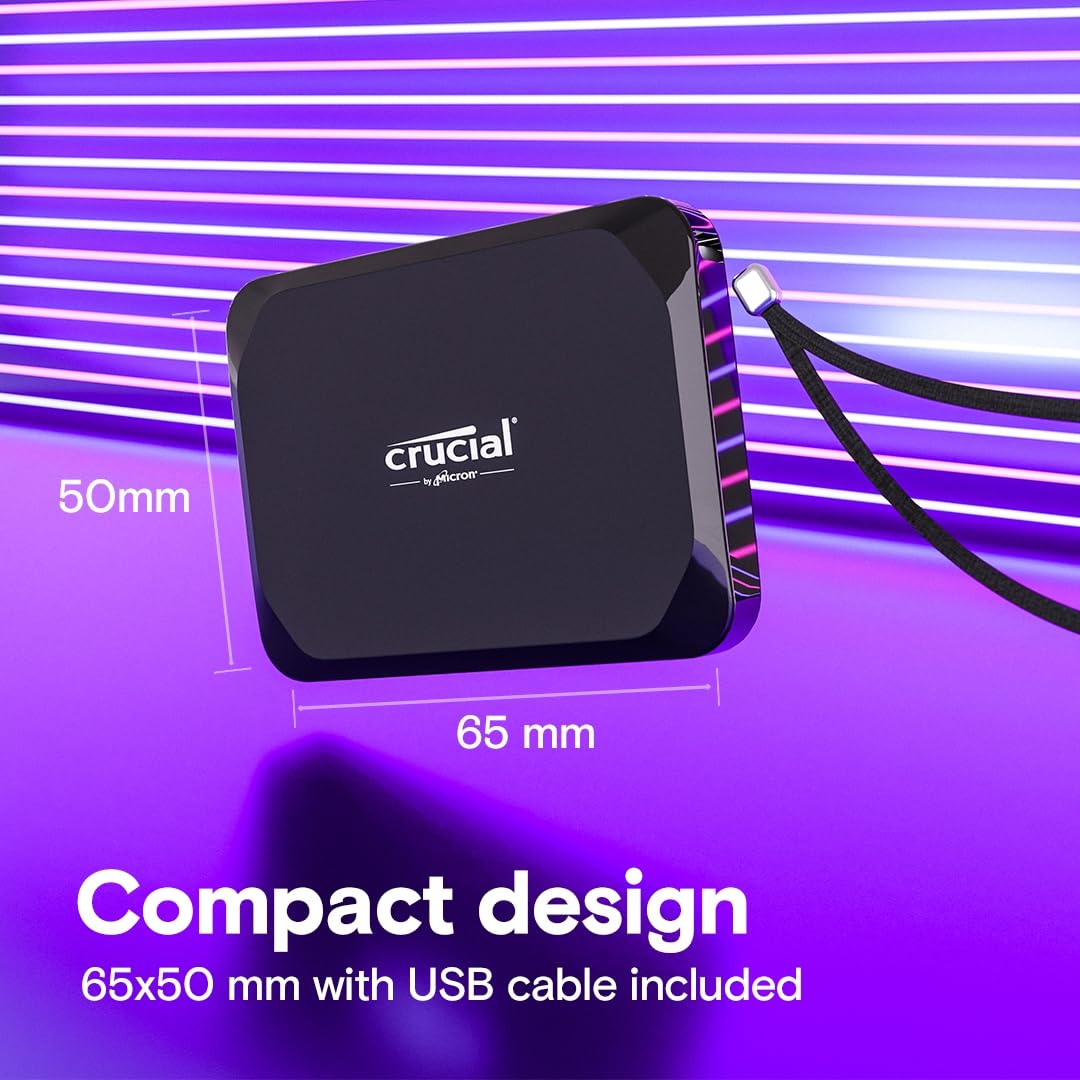 Crucial X9 1TB Portable SSD – Up to 1050MB/s Read, PC and Mac, Lightweight and Small with 3-Month Mylio Photos+ Offer – USB 3.2 External Solid State Drive – CT1000X9SSD902