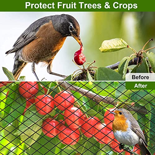 WOSCMI Bird Netting - 25 X 50 feet Garden Netting for Birds Tree Nets for Fruit Trees 3/4 inch Mesh Size Bird Netting for Garden