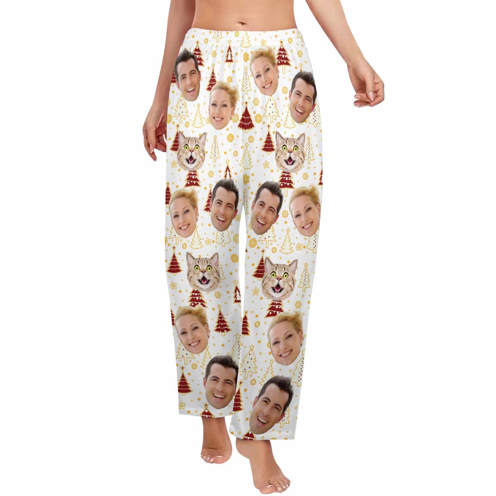 Personalized Face Photo Pajamas for Men Women Custom Christmas Face Pajama Pants Sleepwear Bottoms for Christmas Birthday
