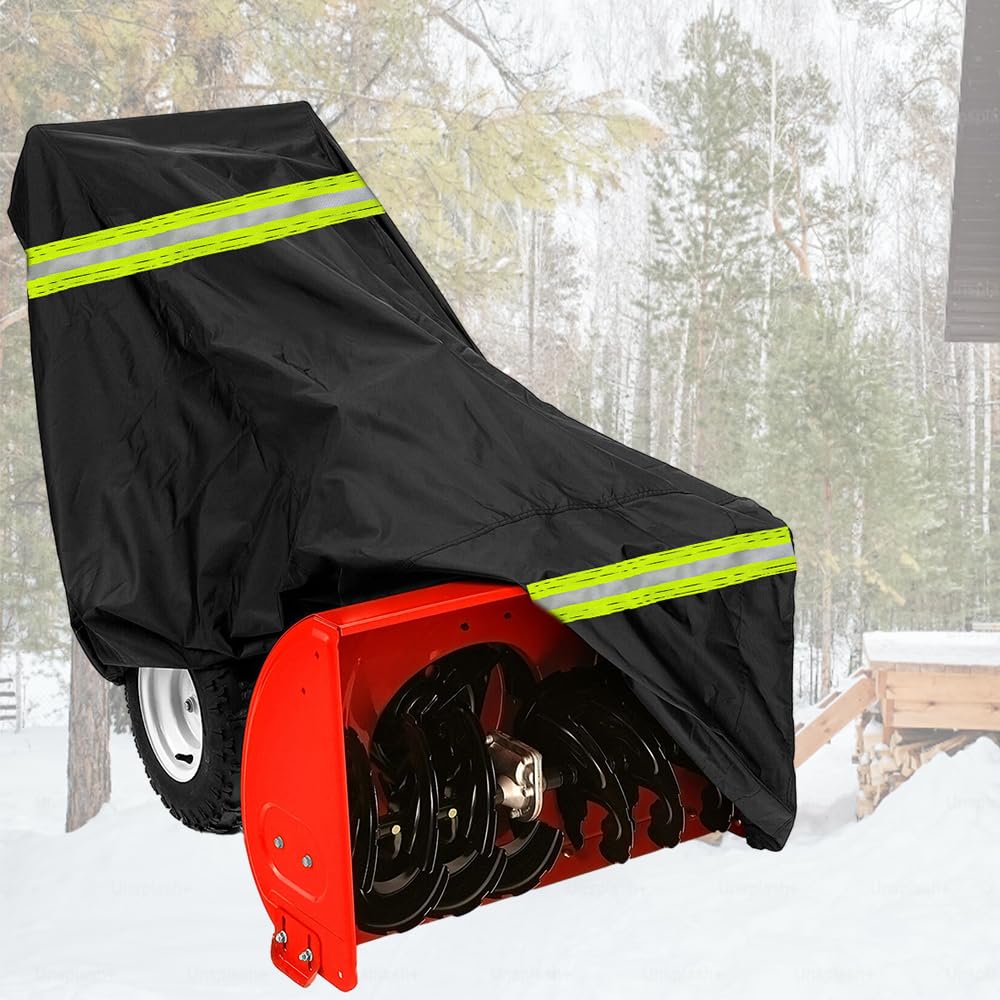 Chikia 600D 2-3 Snow Blower Cover, 24-32 inch Snowblower Cover Waterprrof Compatible with C ubCadet,Troy-Bilt,Ariens,Husqvarna EGO Ryobi Toro Windproof Outdoor Storage with Two Vents