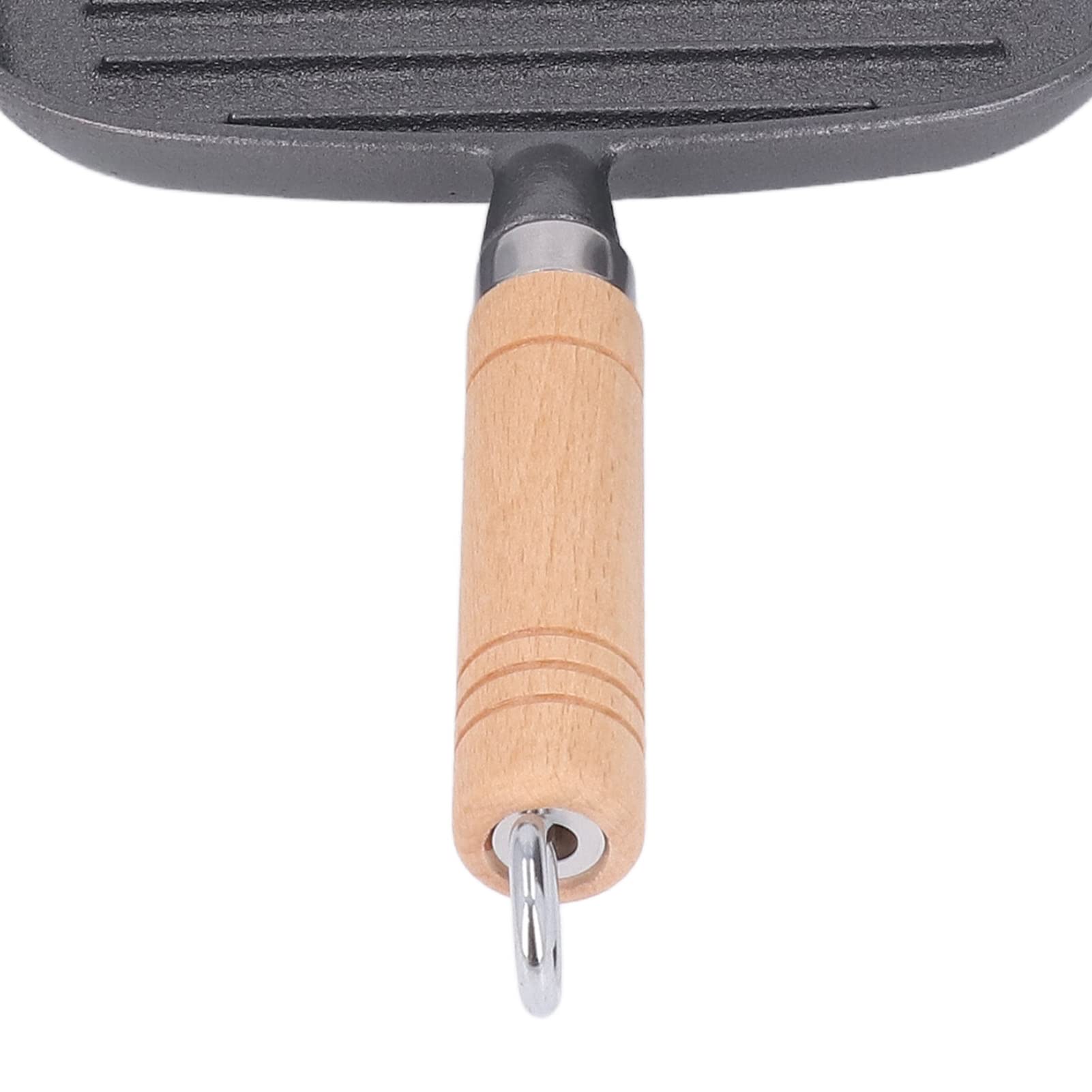 Cast Iron Grill Pan,Square Nonstick Grill Pan,Multipurpose Prevents Stick Quadrate Steak Pan,Stove Top Grill Pan with Detachable Wooden Handle for Bacon Steak Onion
